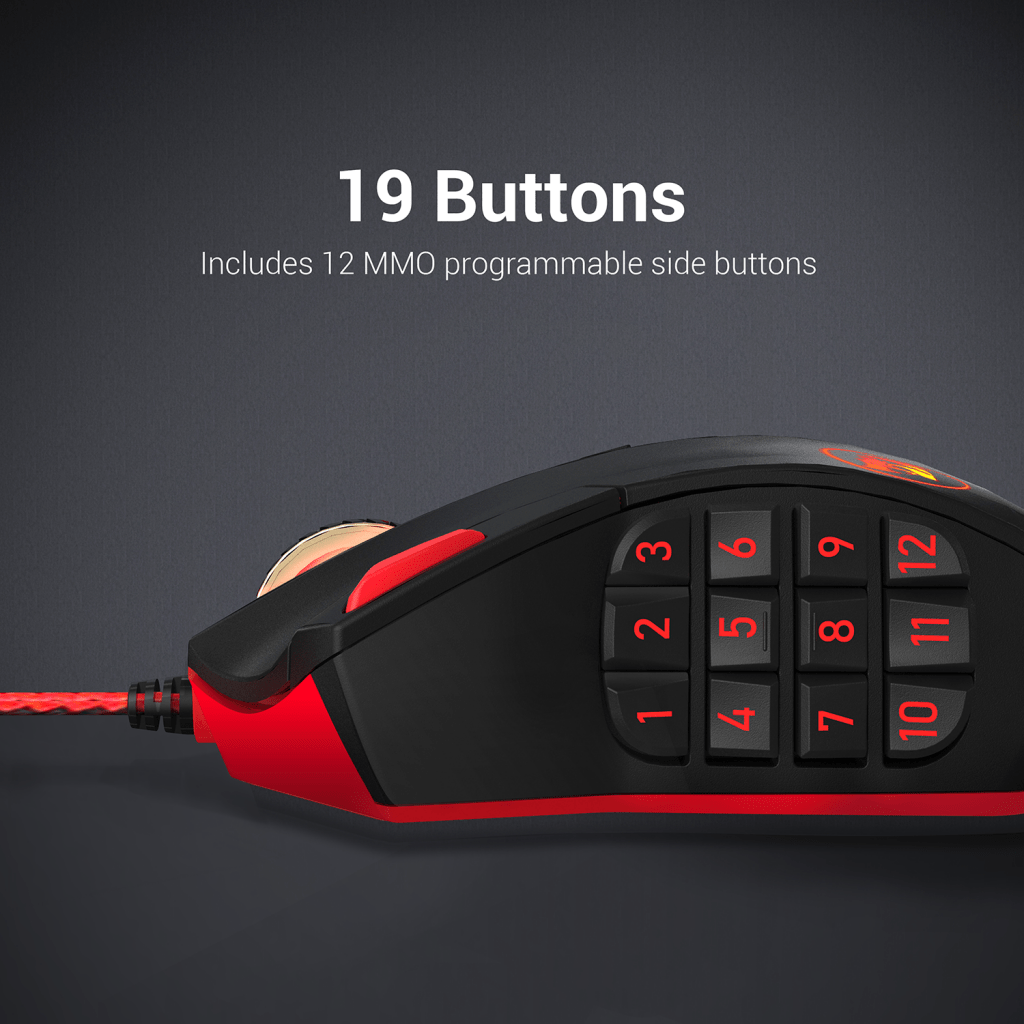 Redragon M901 Perdition 24000DPI MMO Mouse LED RGB - BLGT